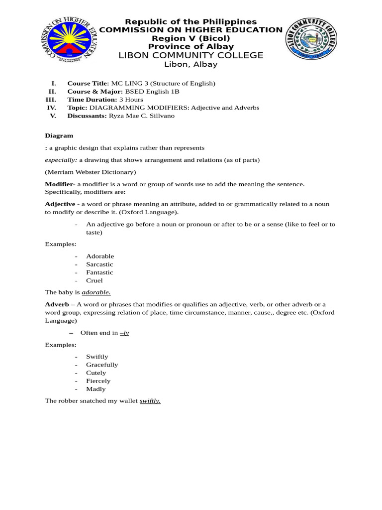 Diagramming Modifiers: Adjectives & Adverbs | PDF | Adjective | Adverb