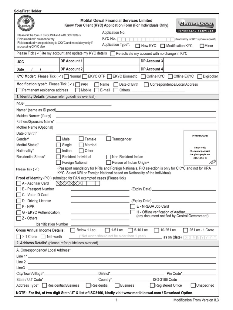 Kra Form Individual Version 8.3 | PDF | Identity Document | Authentication
