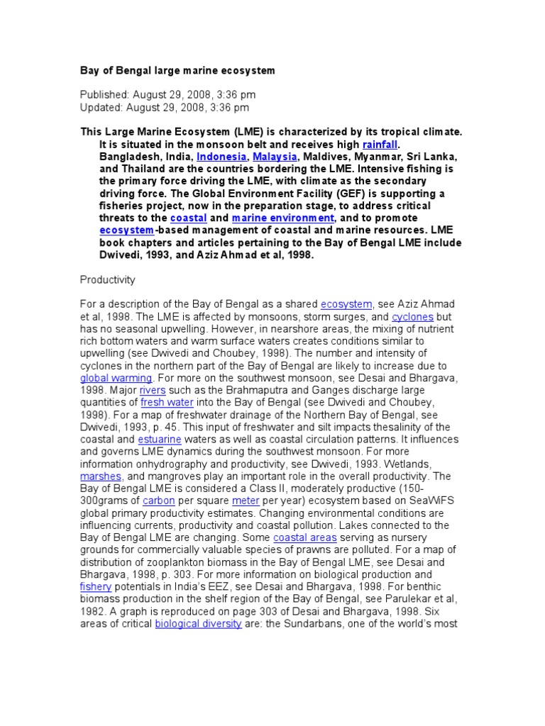 Bay of Bengal Large Marine Ecosystem | PDF | Environmental Science ...