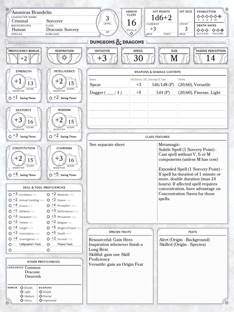 Ammiras Brandelin - Element Games DnD | PDF | Fantasy | Wizards Of The ...