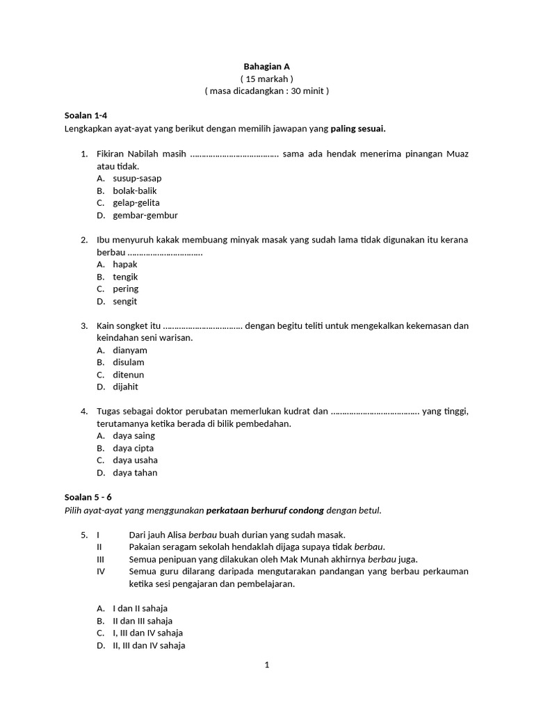 Soalan PPT K2 T1 2024 | PDF