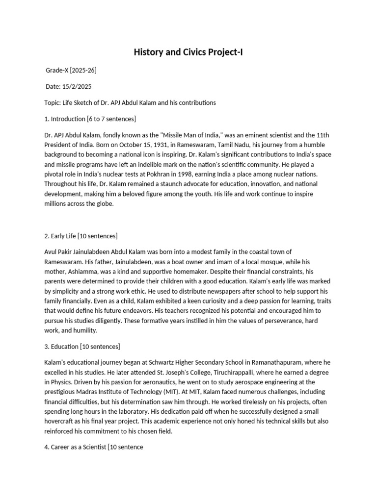 History and Civics Project | PDF