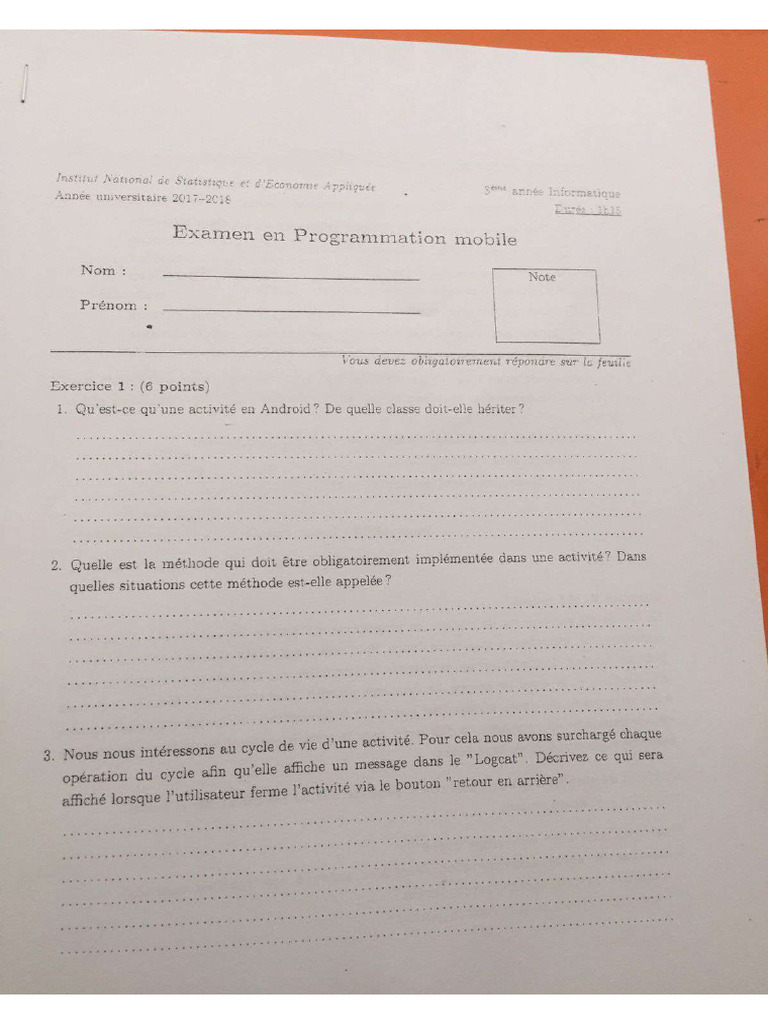 Exam 2017-2018 | PDF