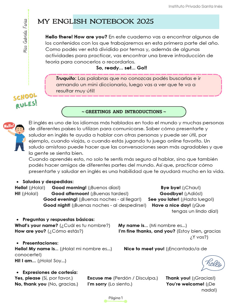 My English Notebook 2025 - IPSI - 073013 | PDF | Verbo | Plural