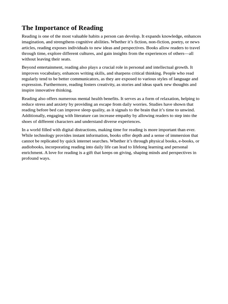 Benefits of Reading for Growth | PDF