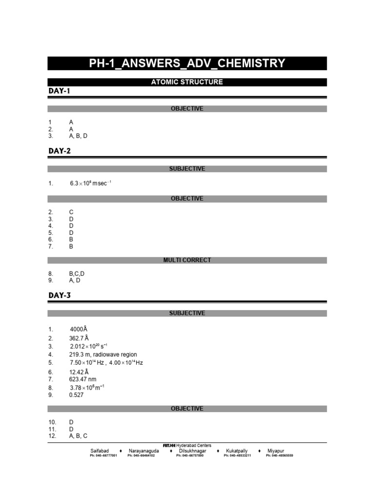Atomic Structure & Periodic Classification - Adv - Chemistry - Key ...