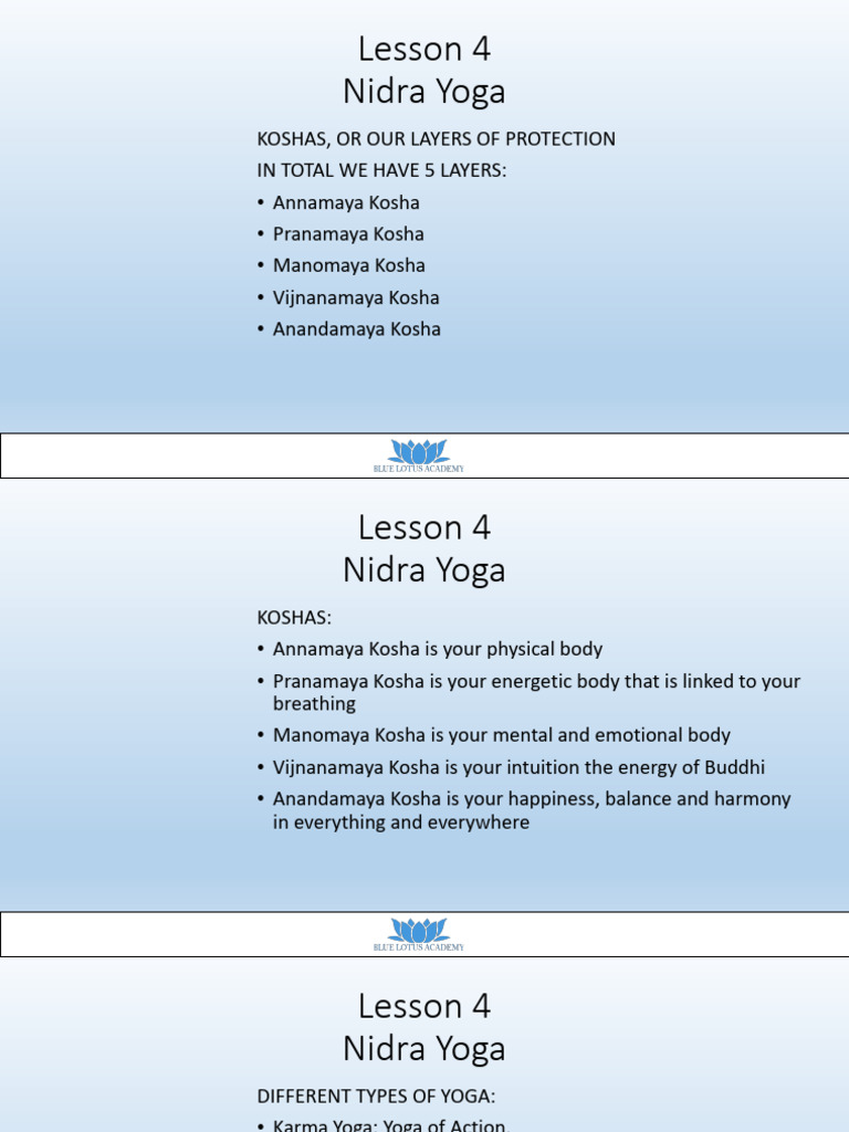 Introduction To Yoga Nidra Lesson 4 | PDF