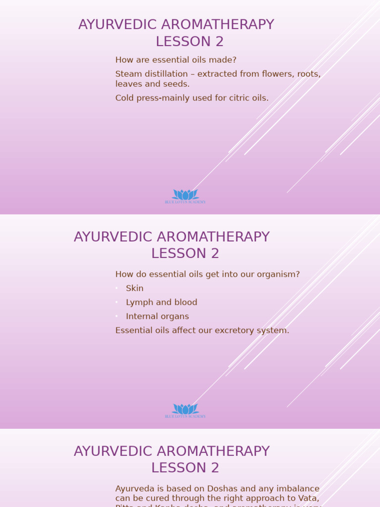 Introduction To Ayurvedic Aromatherapy Online Lesson 2 | PDF