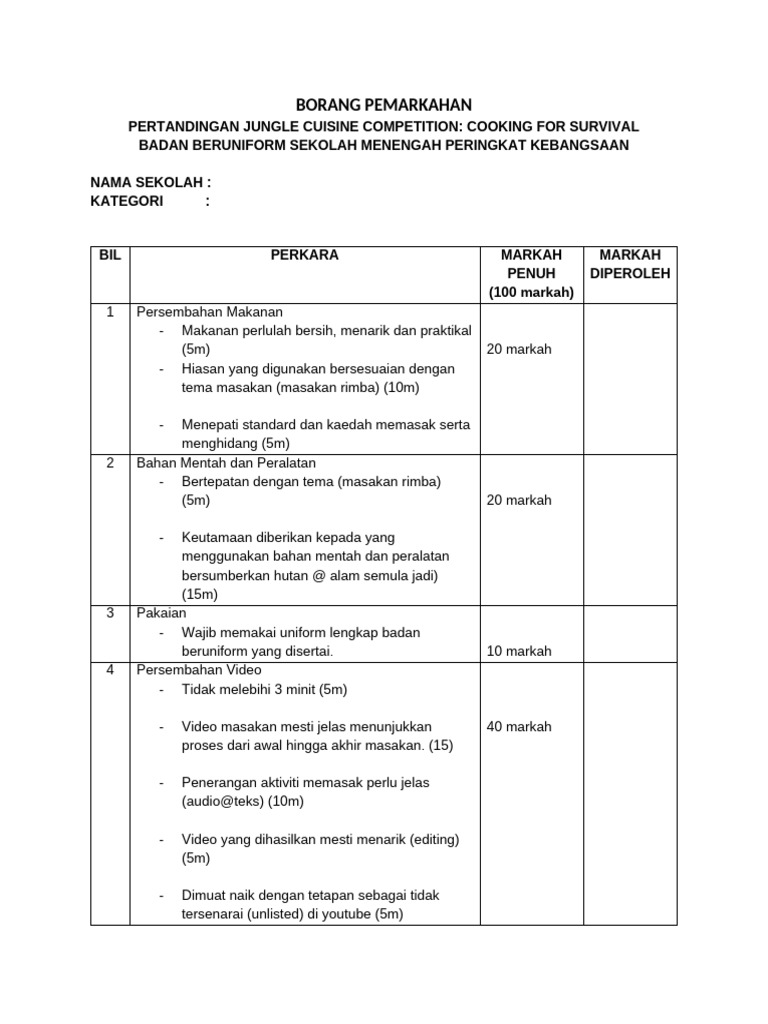 Borang Pemarkahan | PDF