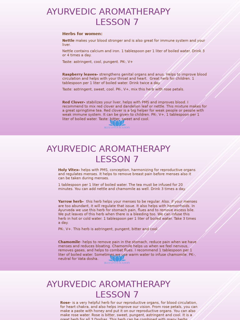 Introduction To Ayurvedic Aromatherapy Online Lesson 7 | PDF | Ayurveda