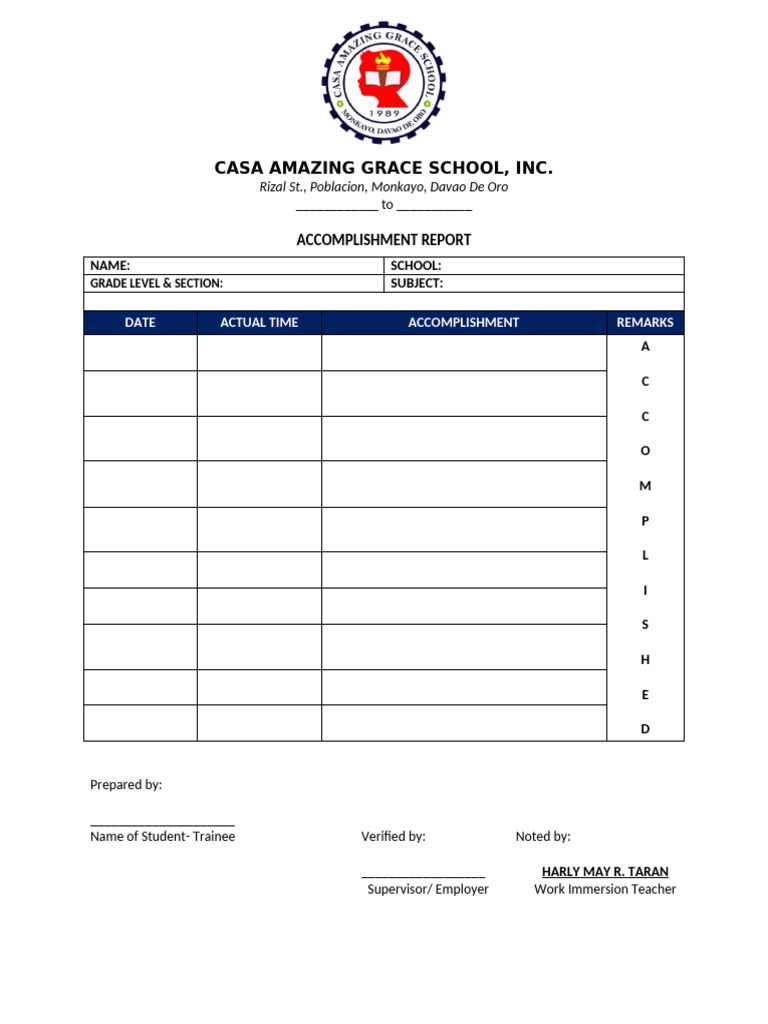 Accomplishment Report | PDF