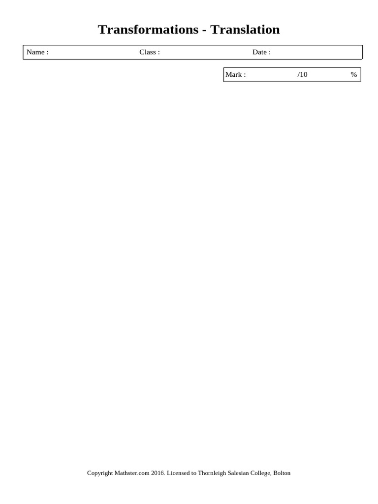 Transformations – Translation - 1 | PDF