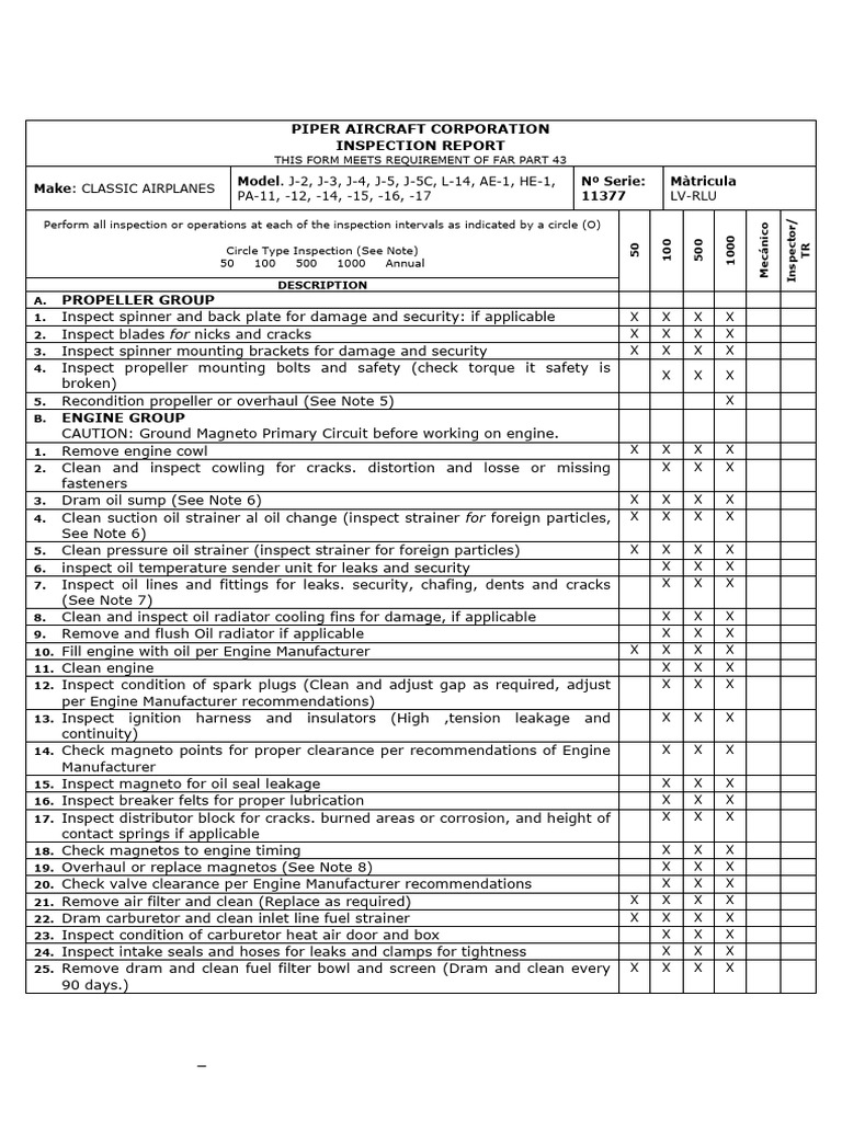 Piper Aircraft Inspection Report 2015 | PDF | Leak | Carburetor