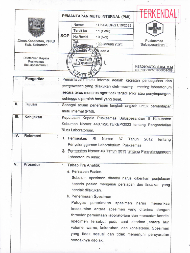 Sop Pmi | PDF