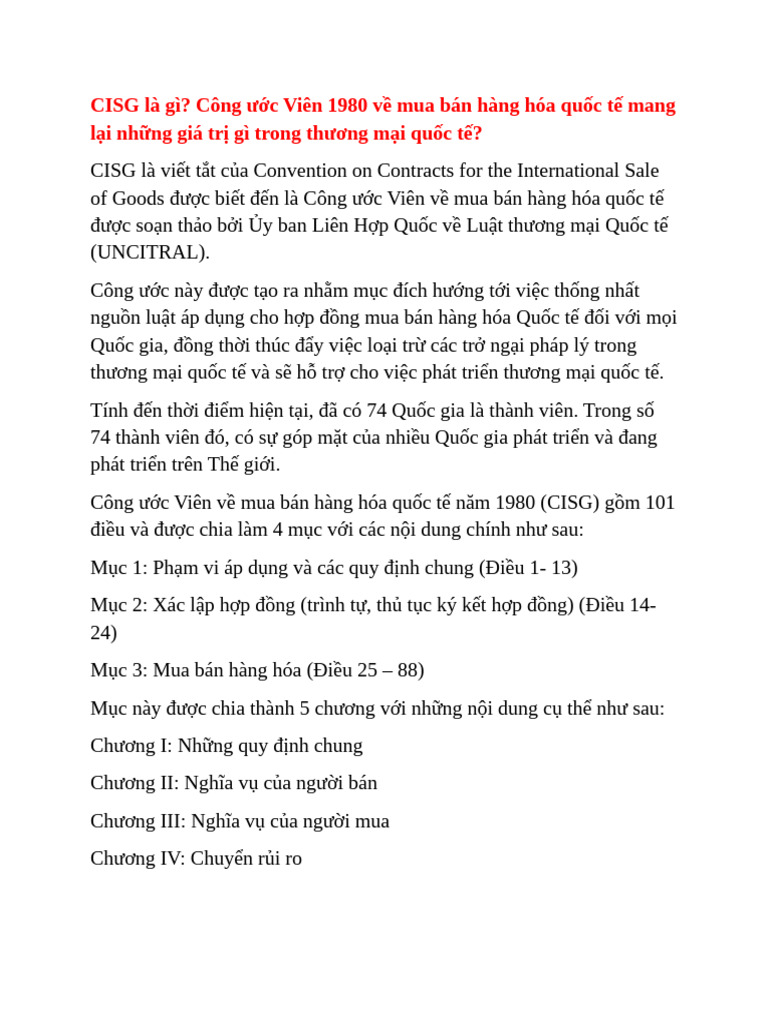 CISG Là Gì | PDF