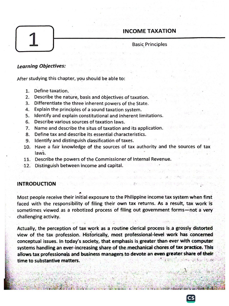 Income-Tax-Chapter-1-Basic-Principles | PDF