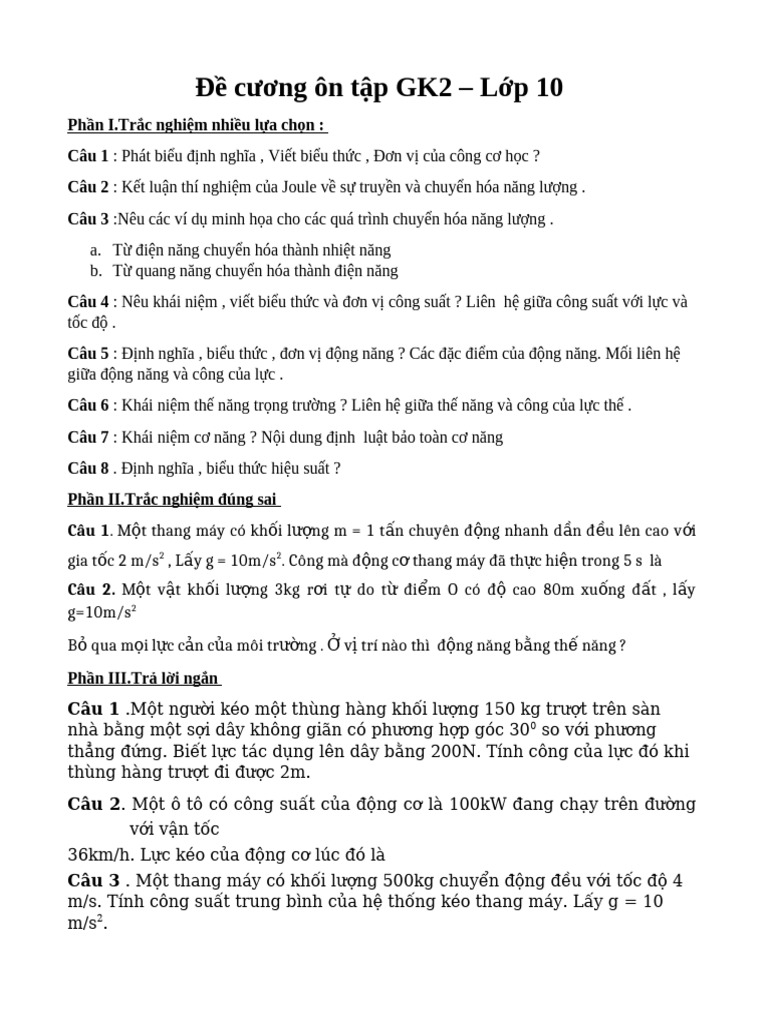 ĐC ôn tập - K10 - GK2 | PDF