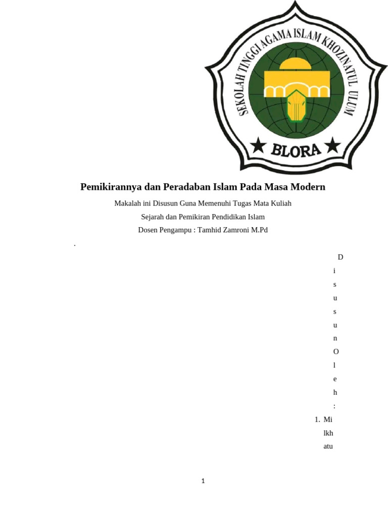 Pemikirannya Dan Peradaban Islam Pada Masa Modern | PDF