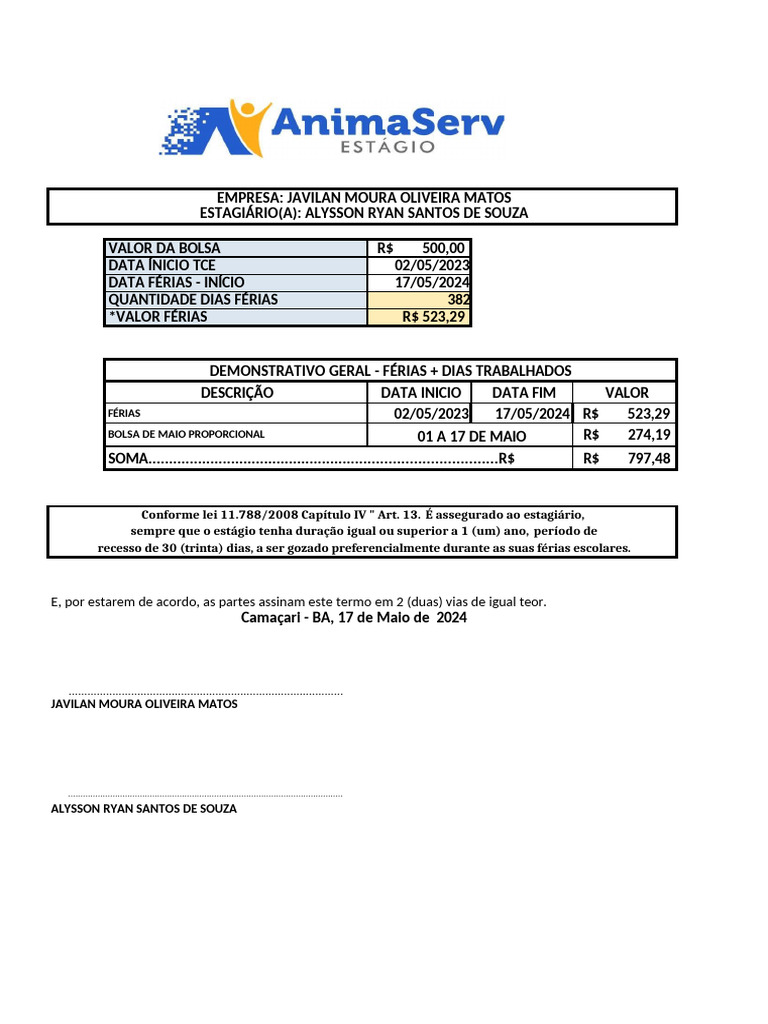 c%c3%81lculo de Rescis%c3%83o-Alysson Ryan Santos de Souza | PDF