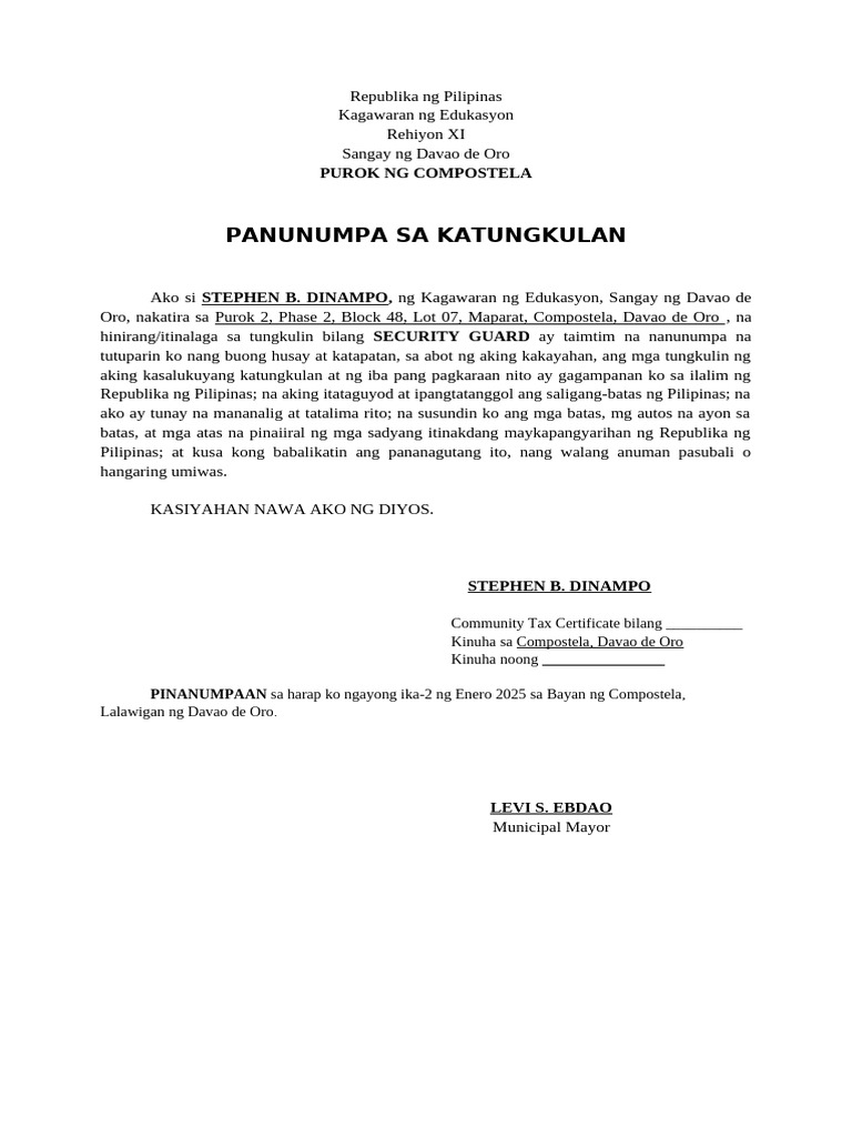 3. Panunumpa LSB CCAES | PDF