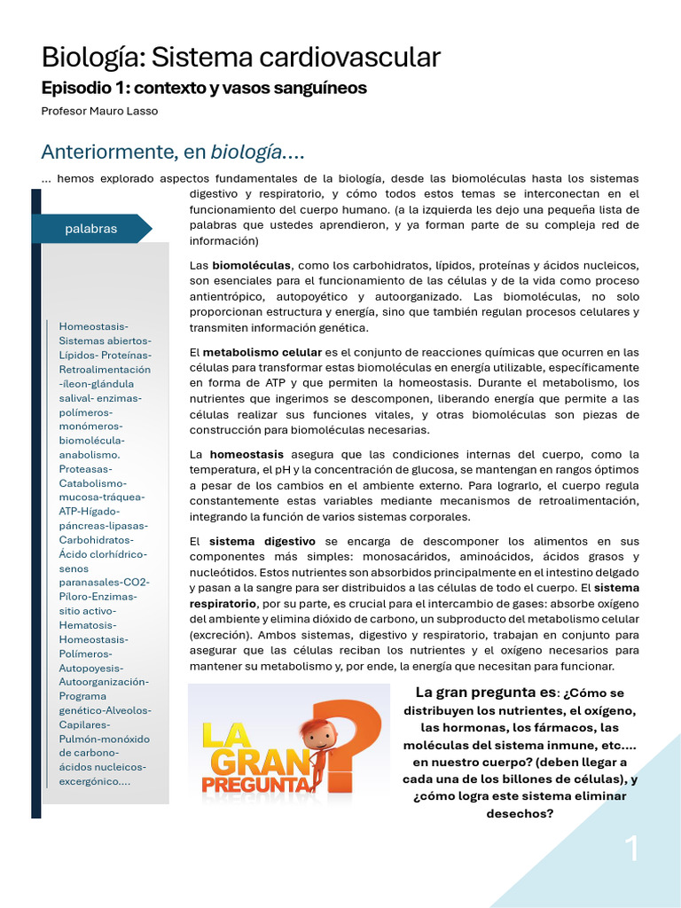 b4-Tp Sistema Circulatorio | PDF | Metabolismo | Biomoléculas