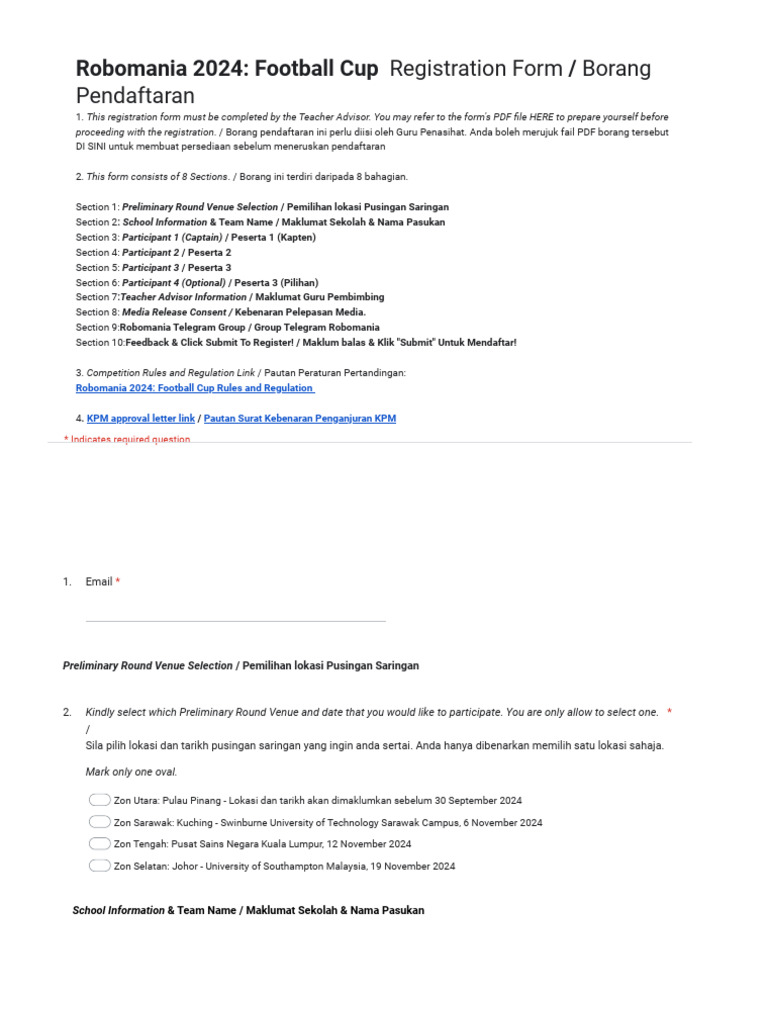 Robomania 2024_ - Google Forms | PDF | Malaysia