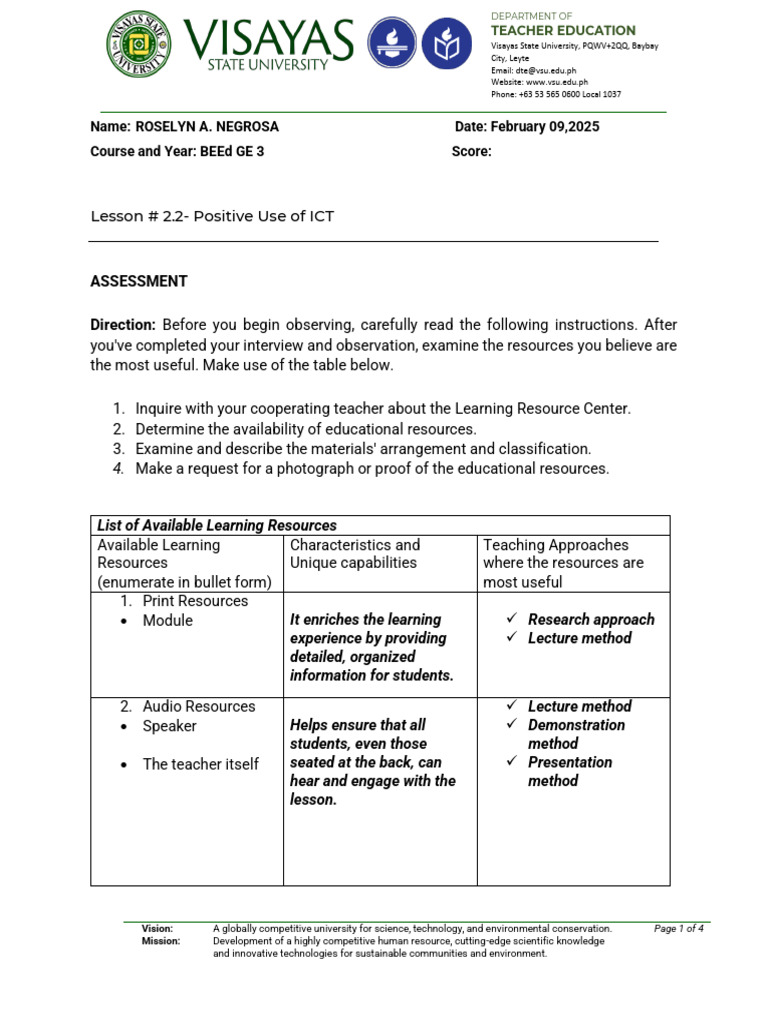 Module 2- Lesson 2.2 Week1 | PDF | Teachers | Educational Technology