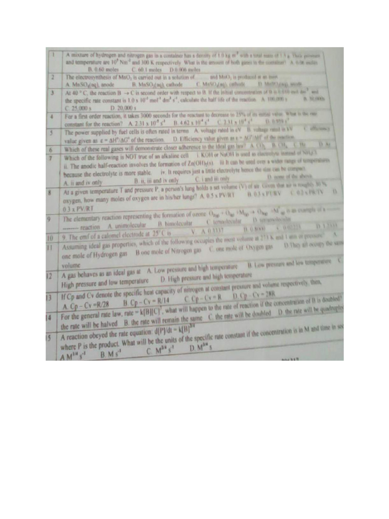 CHE 156 PQ Extract E Past Question PQ3SP | PDF