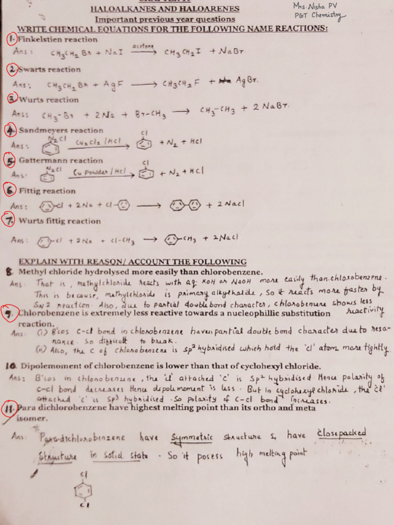 CH 10 Haloalkanes & Haloarenes All Imp Qns & Ans | PDF