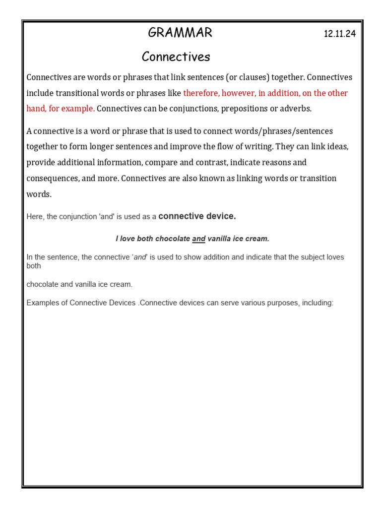 Understanding Connectives in Grammar | PDF