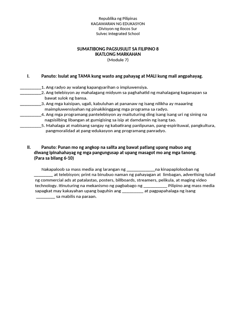 Q3 FIL 8 Week 7 | PDF