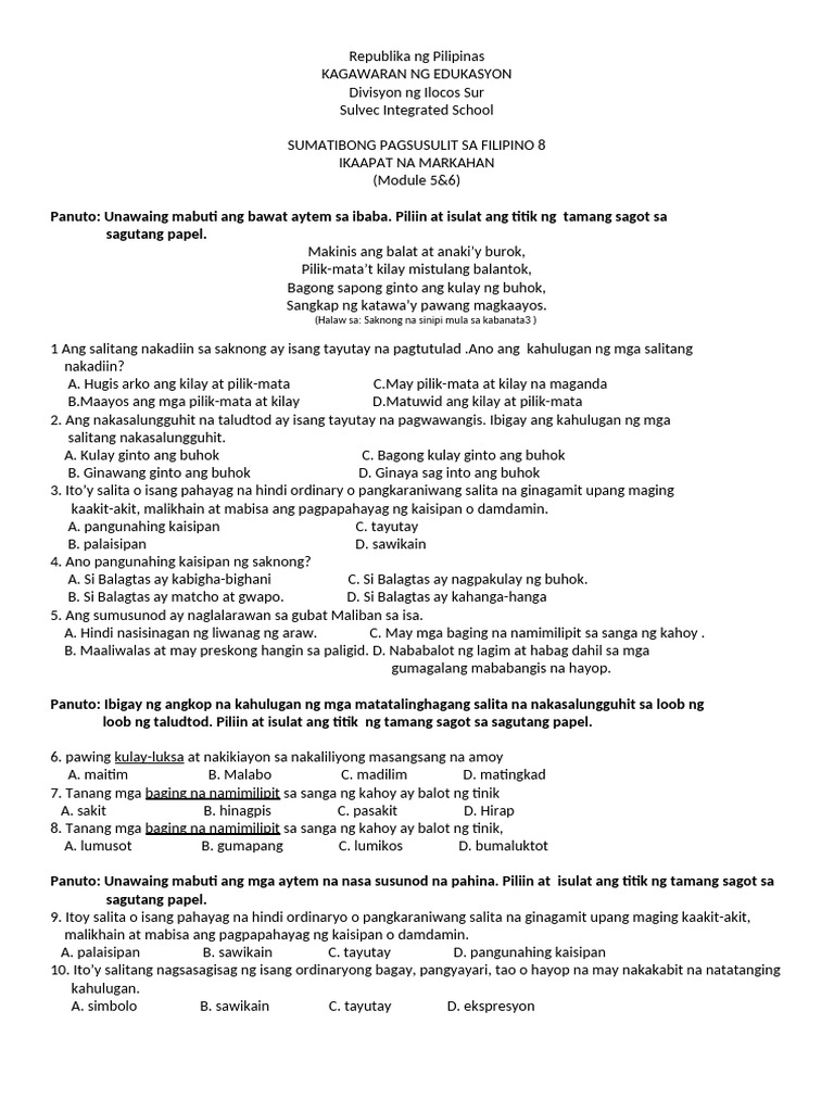 Q4 Fil 8 Module 5-6 | PDF