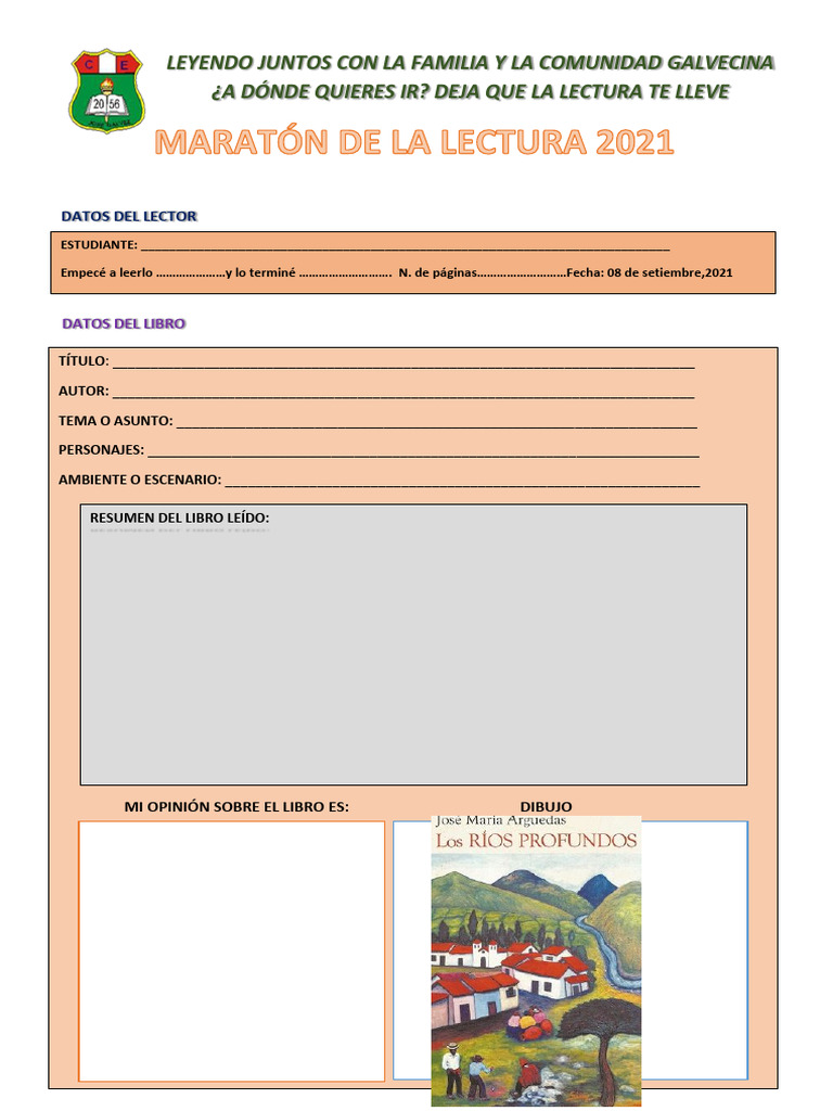 Maraton de La Lectura Ficha de Trabajo | PDF | Novelas