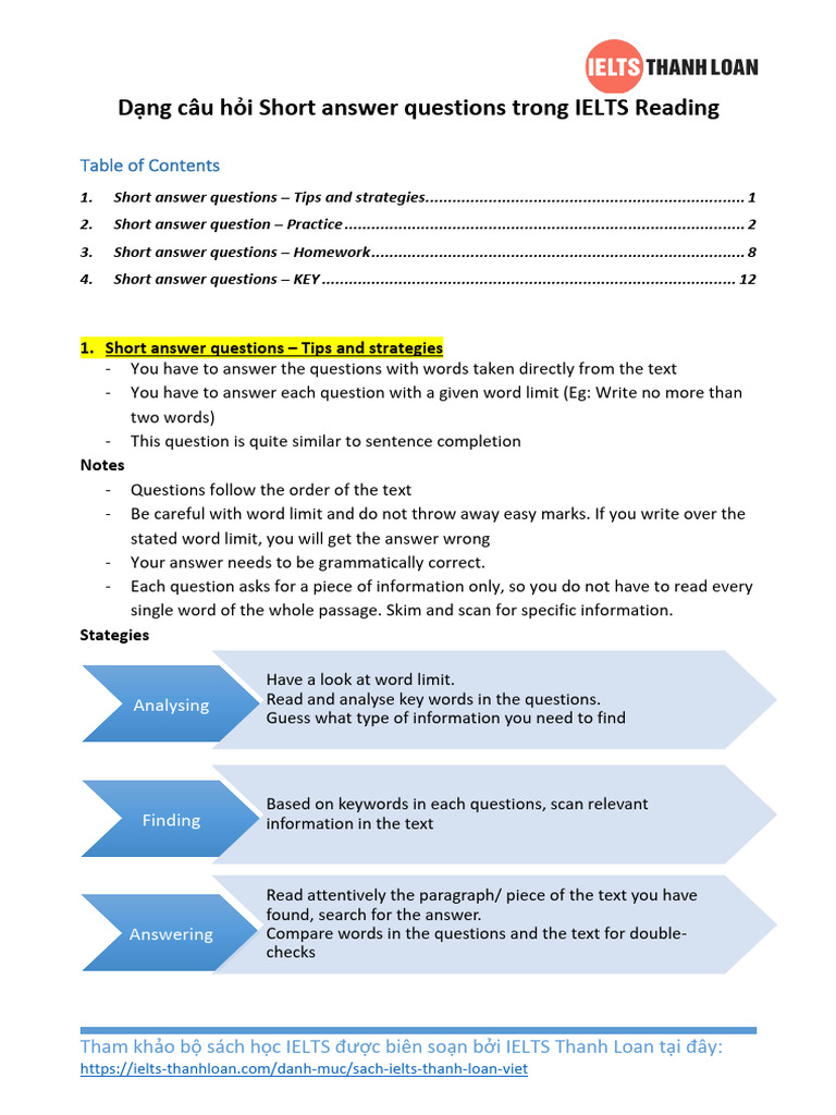 IELTS Short Answer Questions Guide | PDF | Zoology