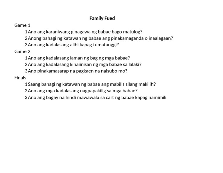 Family Fued | PDF