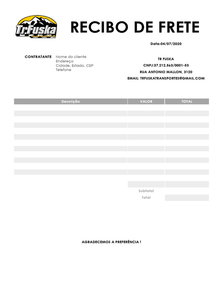 Recibo de Frete | PDF