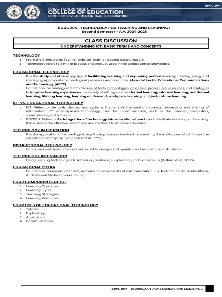 EDUC_204_Chapter 1_Part_1 | PDF | Educational Technology | Learning