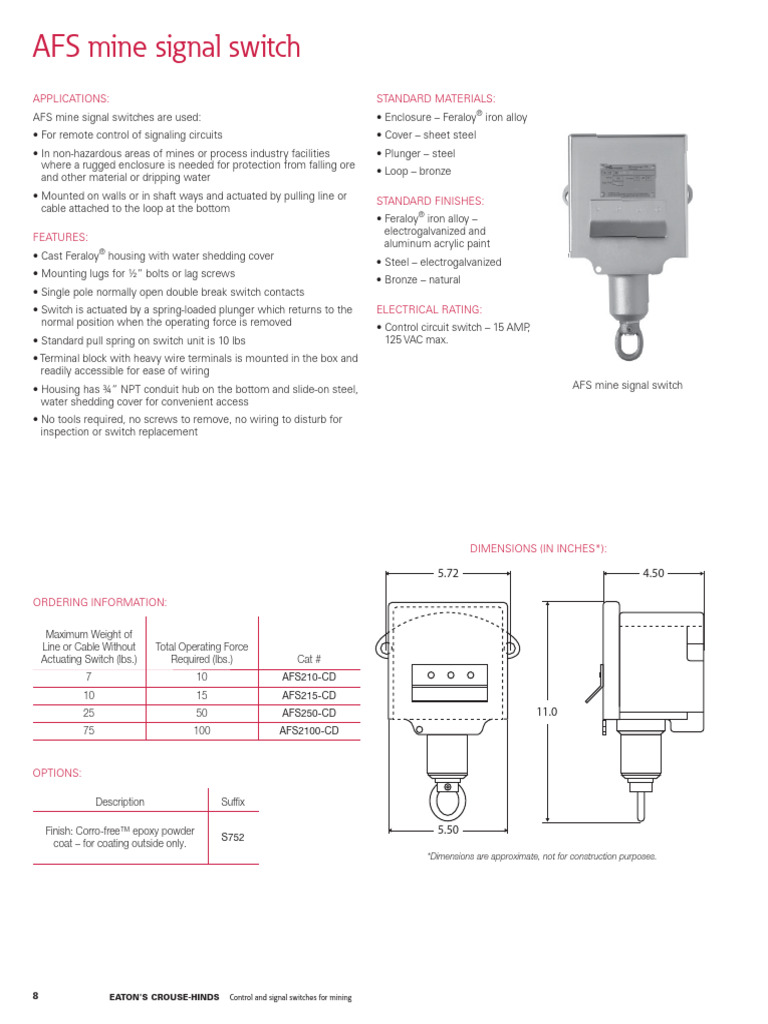 Crouse Hinds Afu Mine Signal Switch Catalog Page Ext | PDF | Switch ...