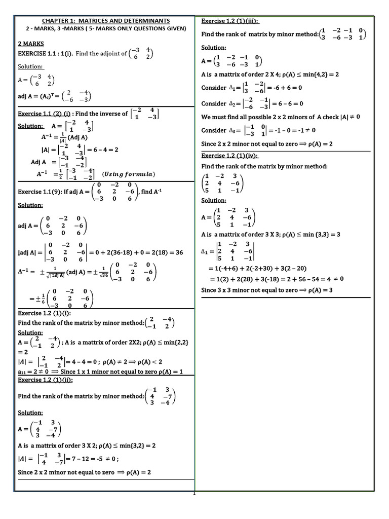 12 EM MIN MATERIAL (1) | PDF | Matrix (Mathematics) | Mathematics