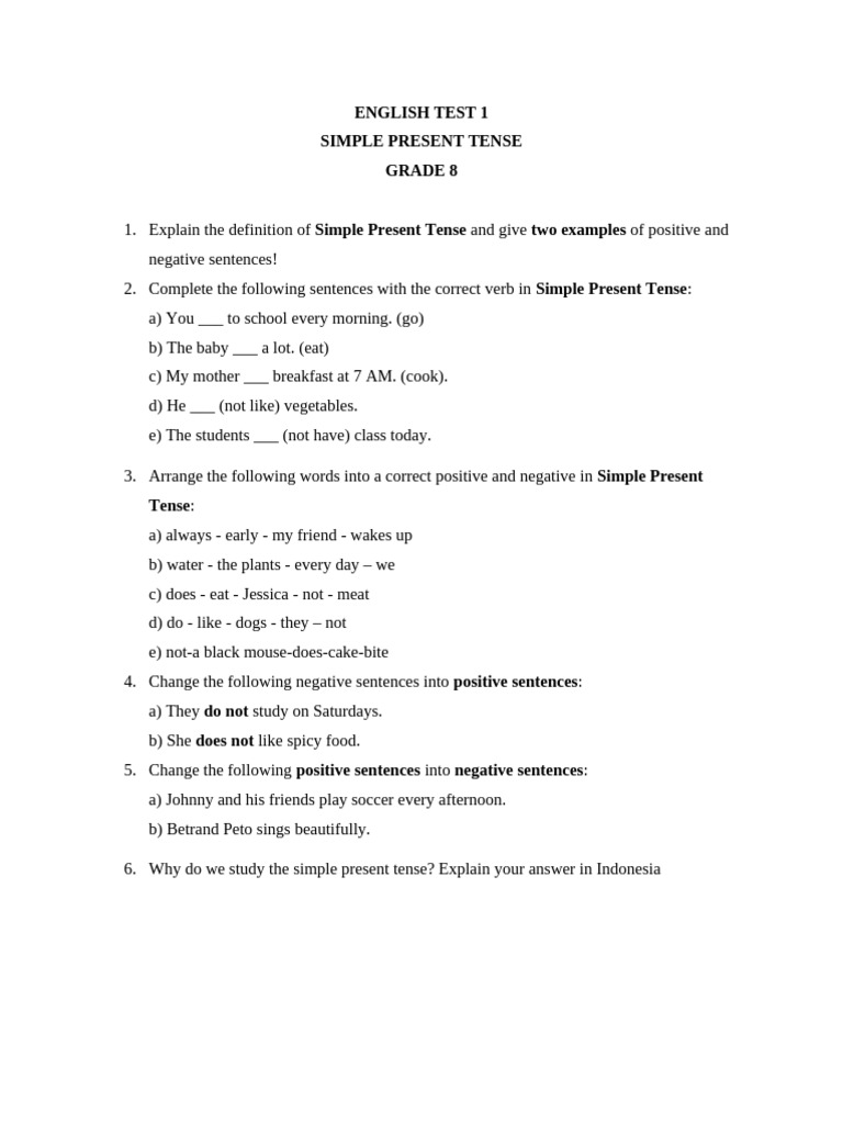 English Test 1 Kels 8 | PDF