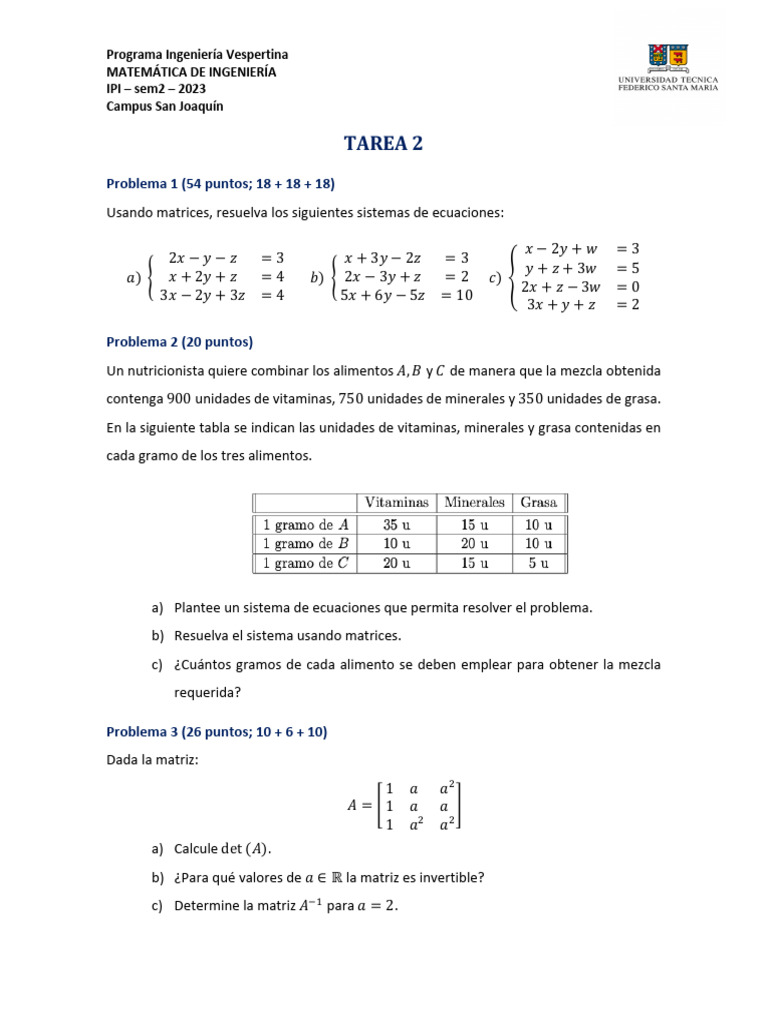 TAREA 2 - MAT ING - IPI - SEM 2 -2023 | PDF