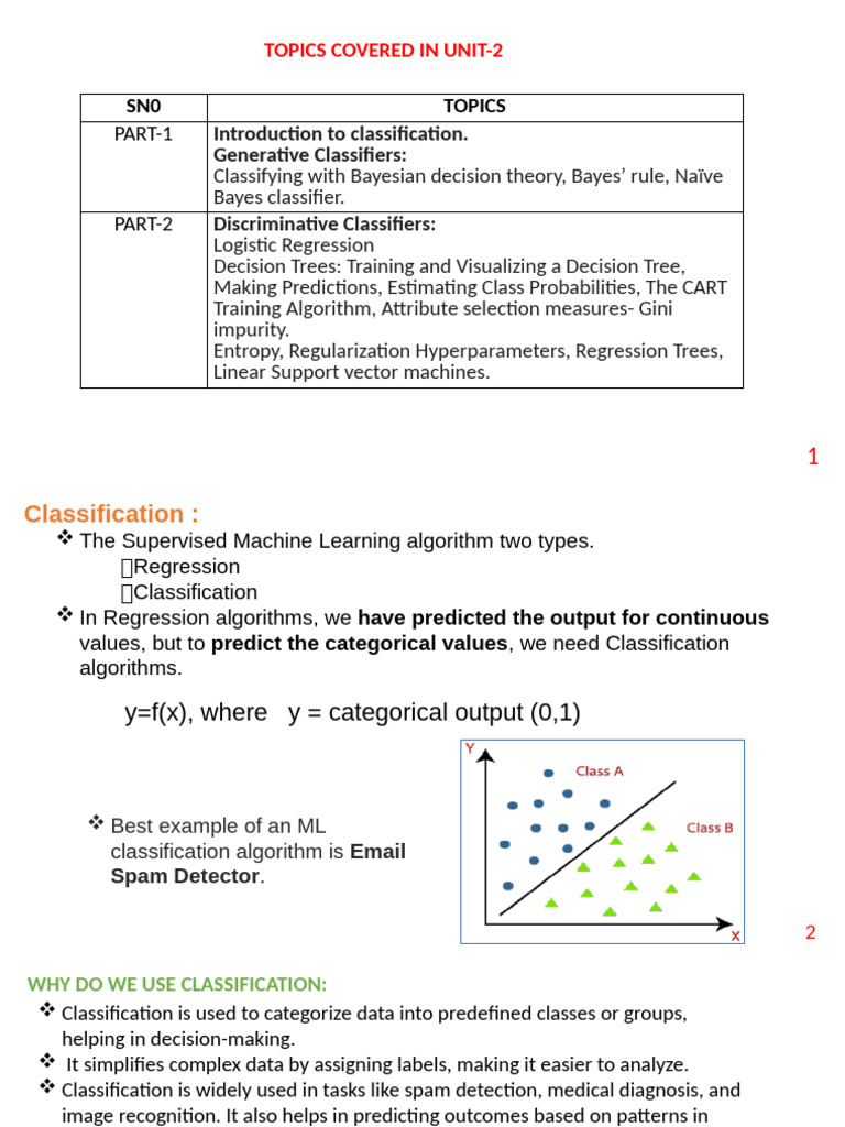 ML Unit 2 | PDF | Statistical Classification | Logistic Regression