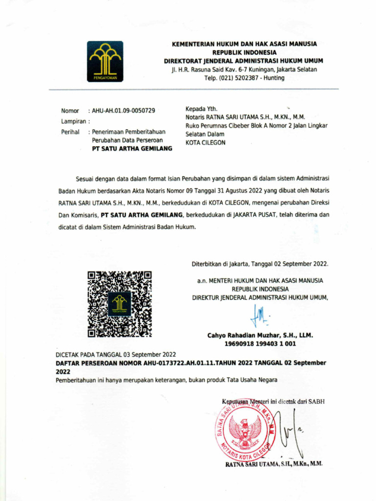 2022 - SK Menkeu HAM SAG 2 September 2022 | PDF