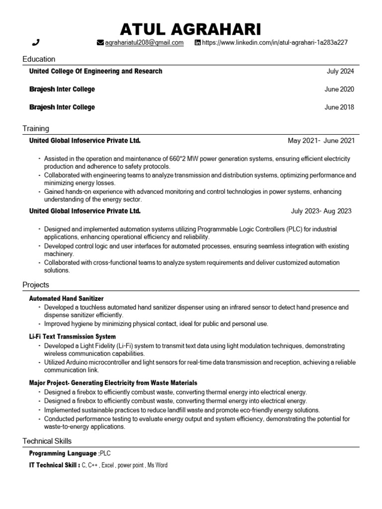 Electrical Engineering Graduate Profile | PDF | Automation