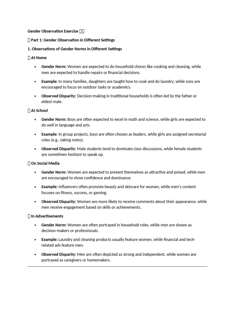 Gender Norms and Disparities Analysis | PDF | Gender Role | Gender