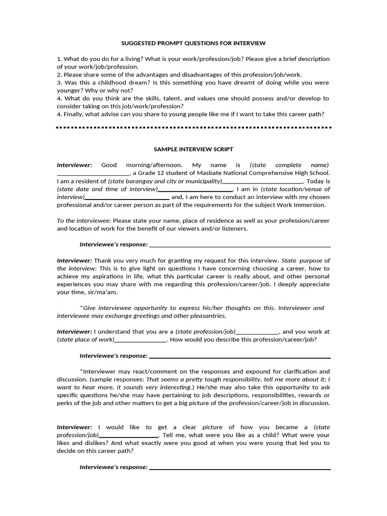 Sample Interview Questions | PDF