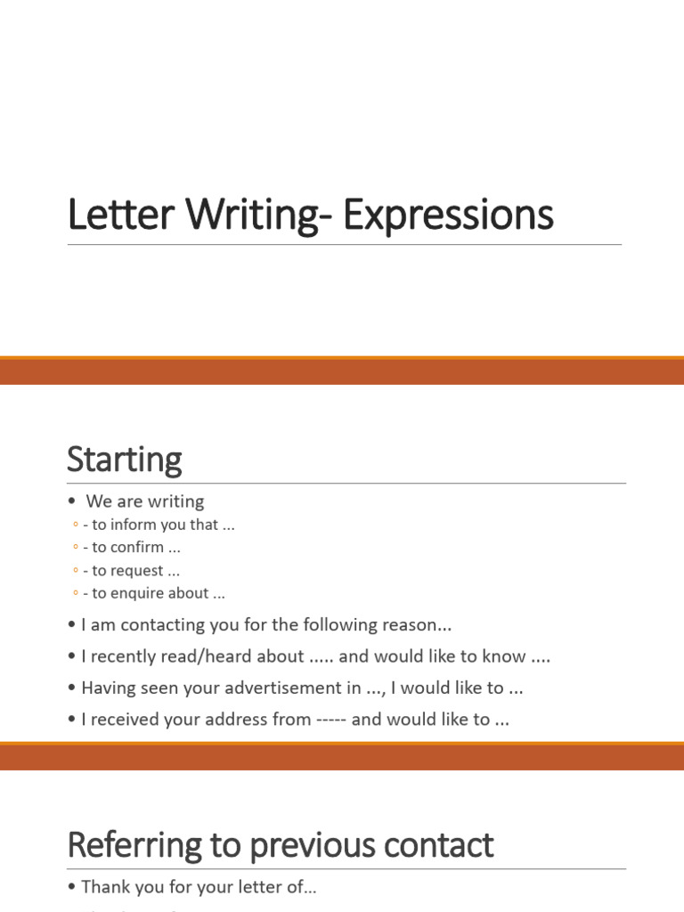 Letter Writing Expressions | PDF