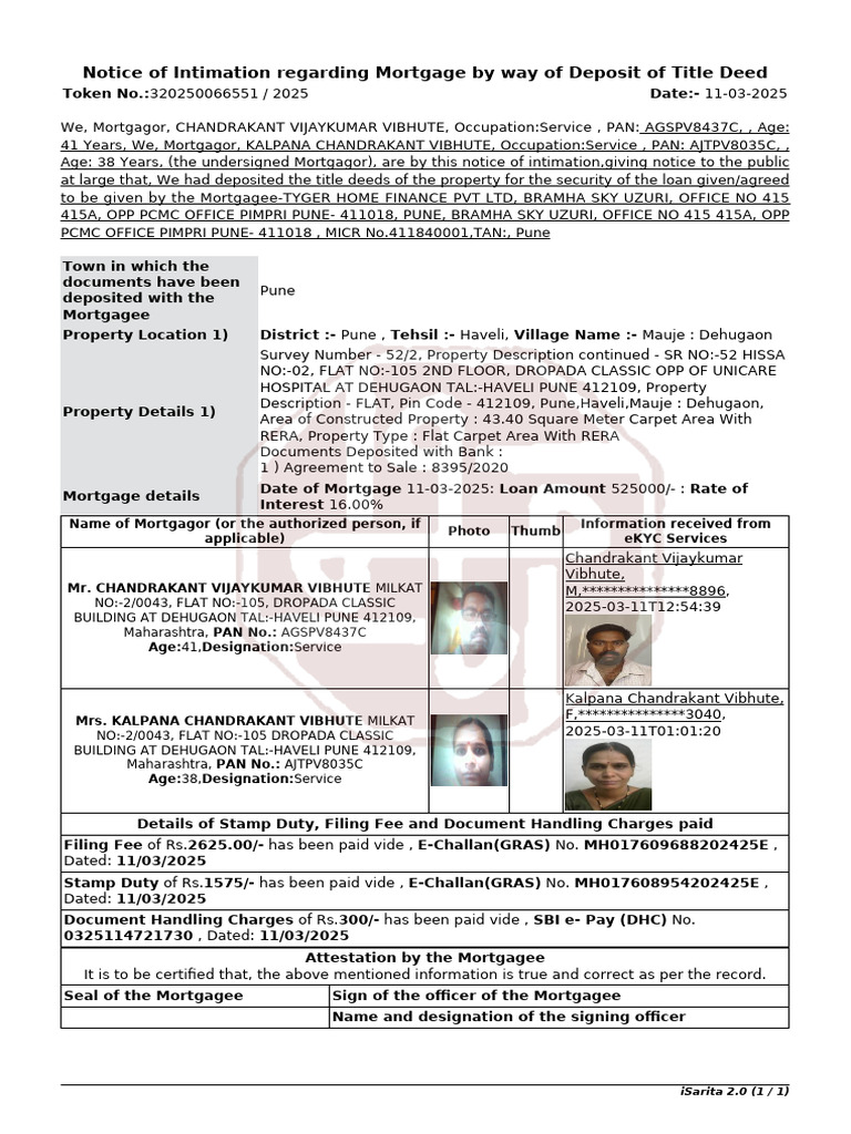 Chandrakant Vijaykumar Vibhute Noi Notice | PDF | Mortgage Law | Common Law