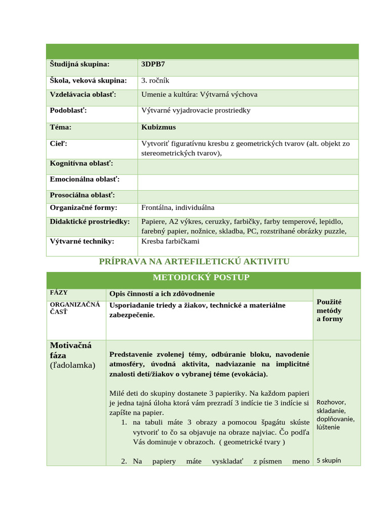 Artefiletika 3DPB7 Príprava 1 | PDF