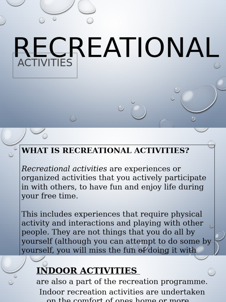 Recreational Activities | PDF | Recreation | Underwater Diving